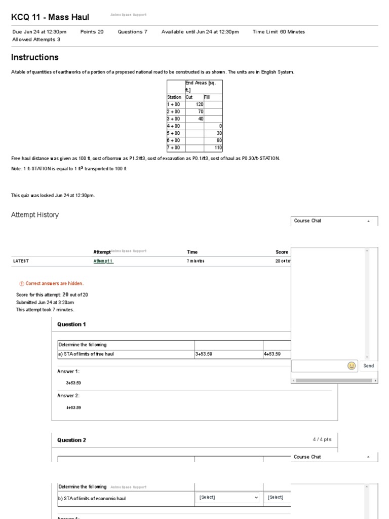 KCQ 11 Mass Haul 1212 Cesurve Eh2 Fundamentals of Surveying | PDF