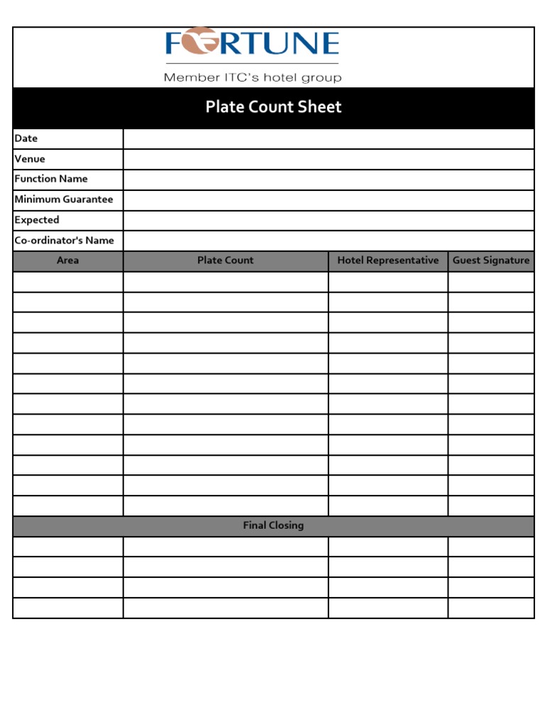 Plate Count Sheet | PDF