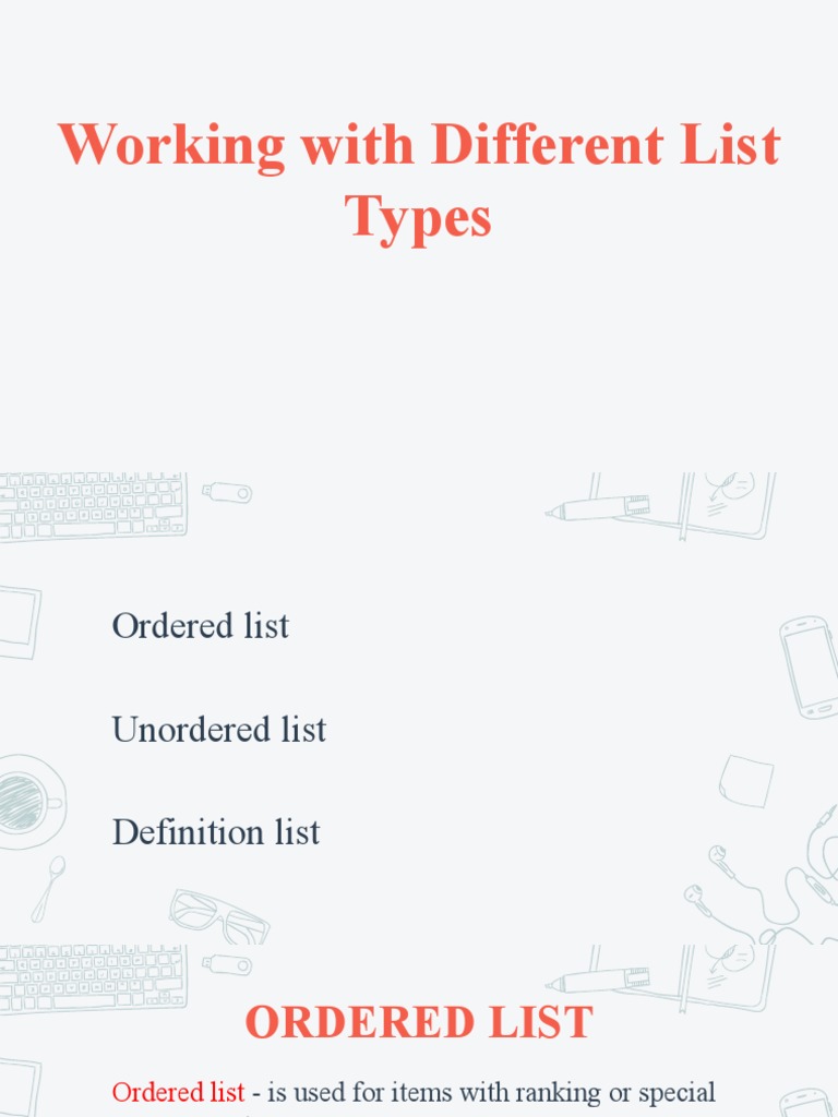 Ordered Unordered Definition List Pdf Html Element Hypertext 