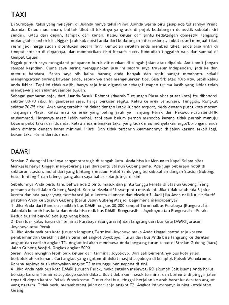 Trayek Surabaya, Bandara Juanda Ke ST - Gubeng | PDF