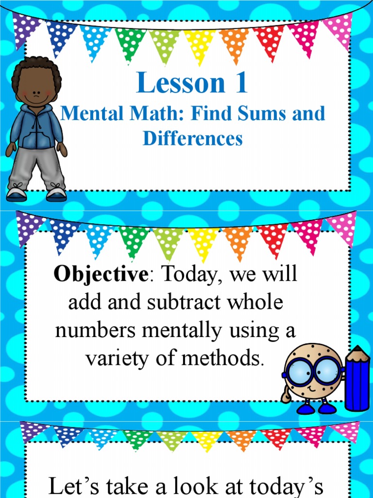Lesson 1: Mental Math: Find Sums and Differences | PDF | Subtraction ...