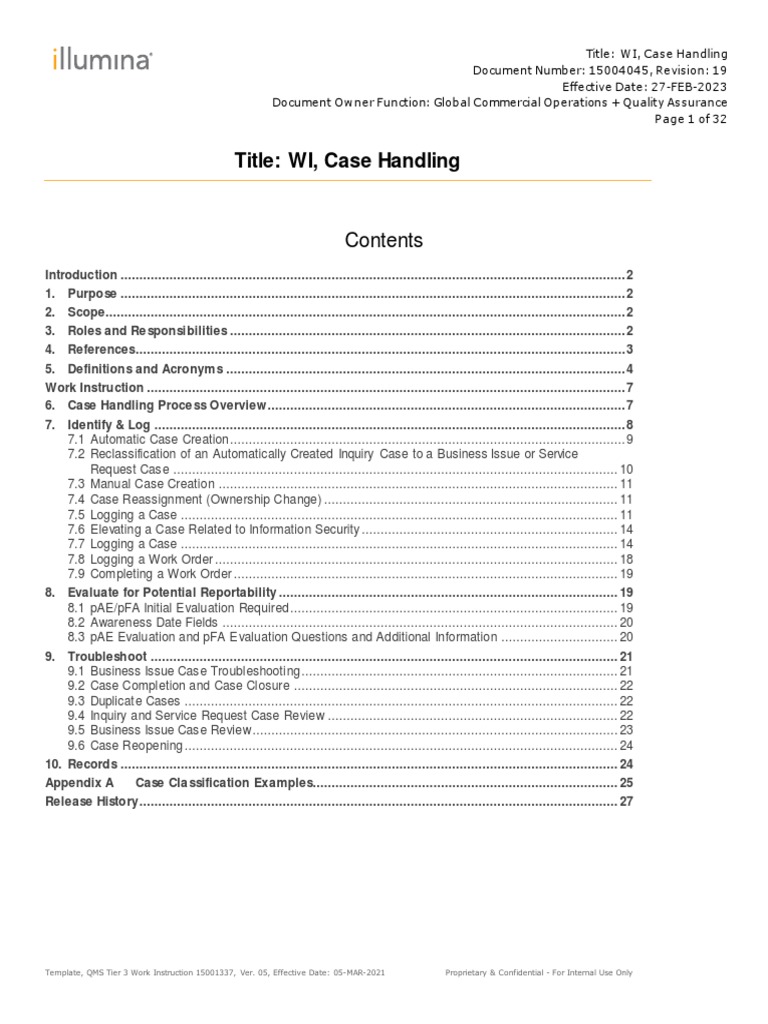 WI - Case Handling | PDF
