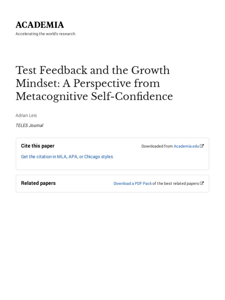 Test Feedback and The Growth Mindset | PDF