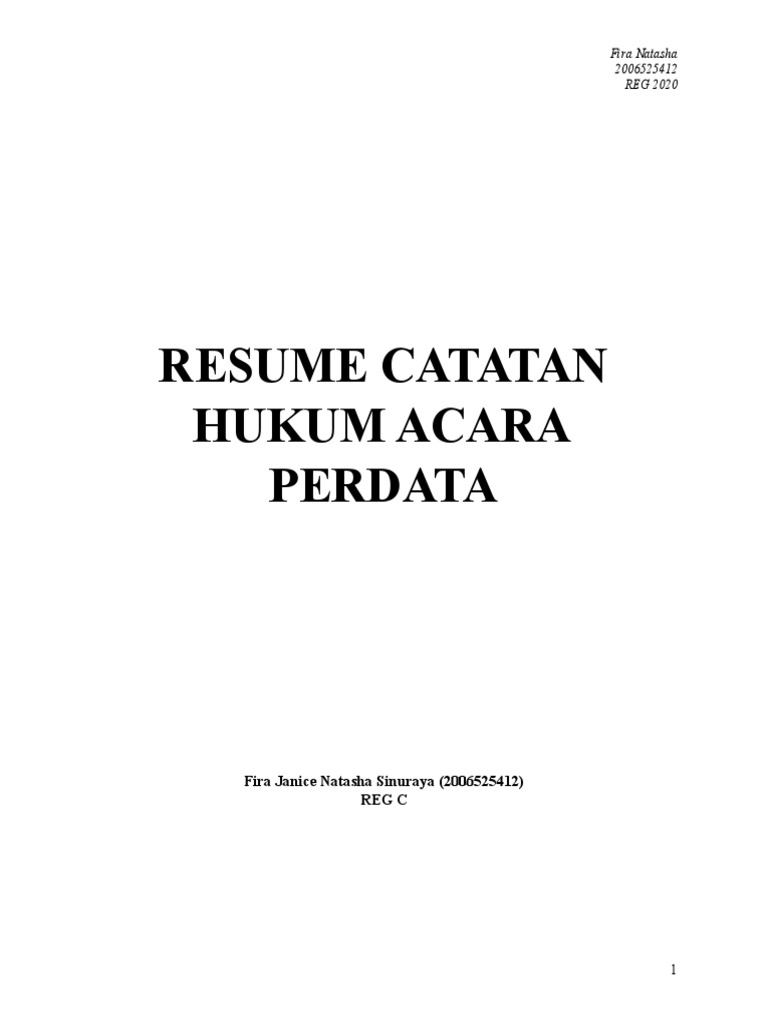 Resume Hukum Acara Perdata Fira | PDF