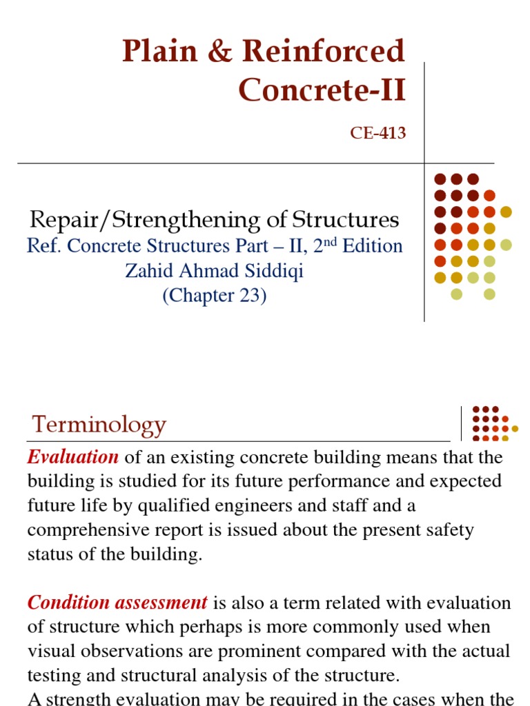Concrete Structure Evaluation & Repair Guide | PDF | Concrete | Corrosion