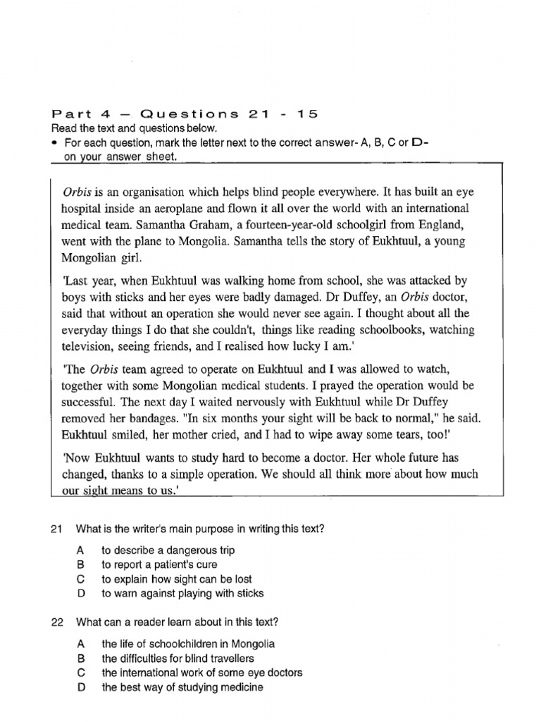 Reading Part 4 | PDF