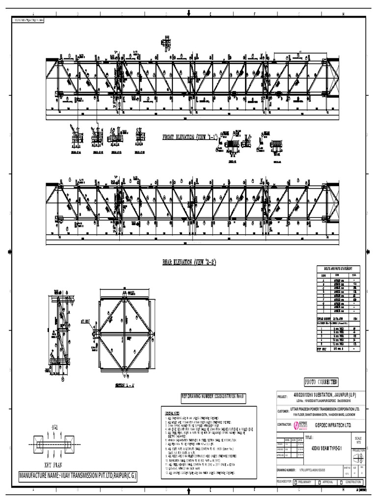 400KV Beam Type G1 VT473 Sheet 1 | PDF