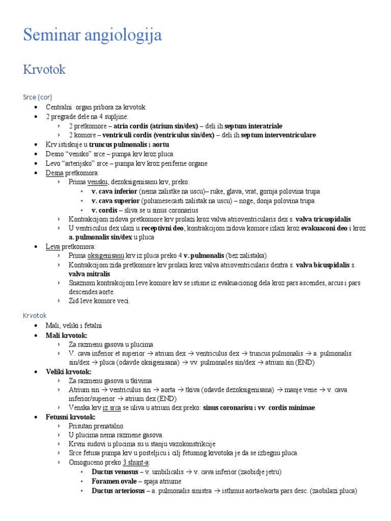 Seminar Angiologija | PDF