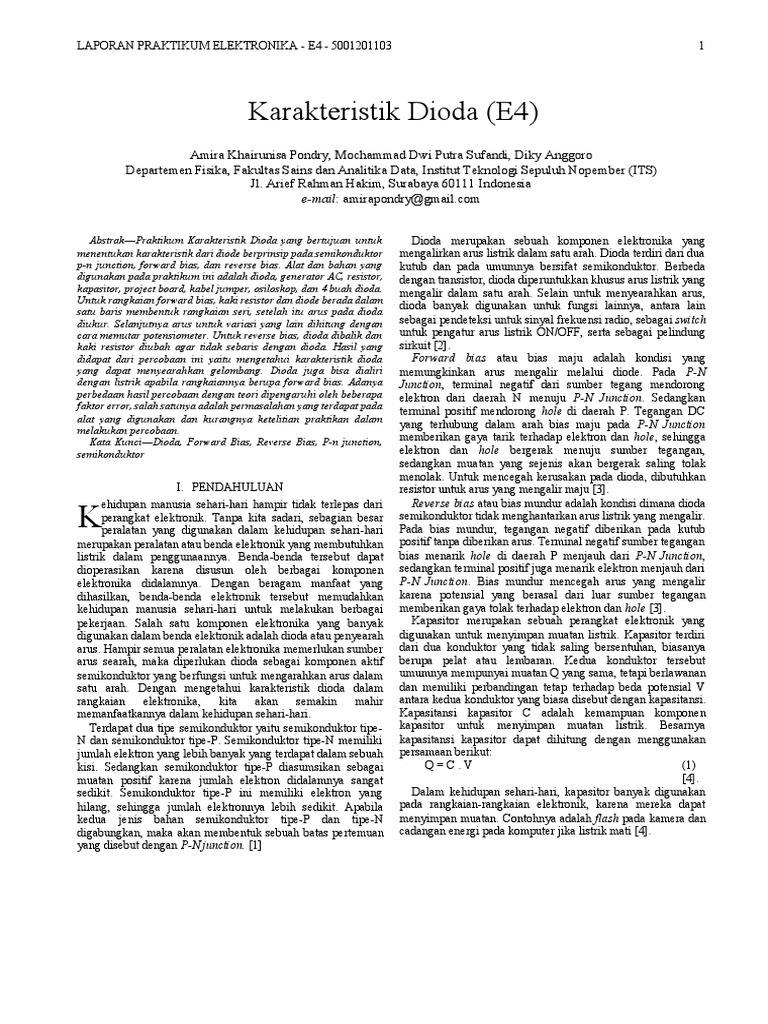 Laporan Praktikum Karakteristik Dioda Dan Penyearah - Compress | PDF