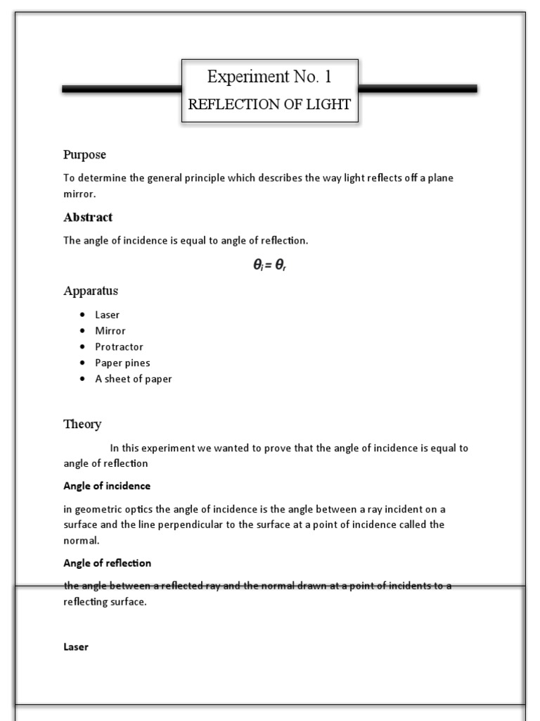 The Equal Angles: Verifying the Law of Reflection Through the ...