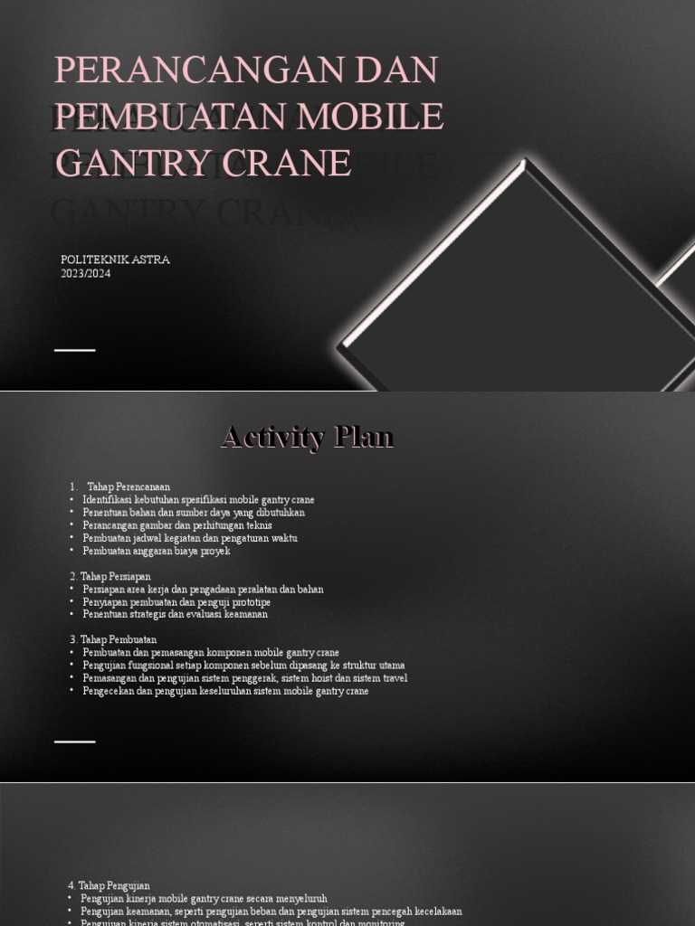 PROJECT PERANCANGAN DAN PEMBUATAN MOBILE GANTRY CRANE | PDF