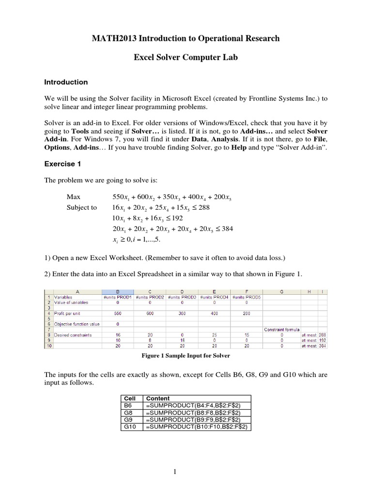 How To Use Excel Solver | PDF | Mathematical Optimization | Microsoft Excel How To Use Excel Solver | PDF | Mathematical Optimization | Microsoft Excel