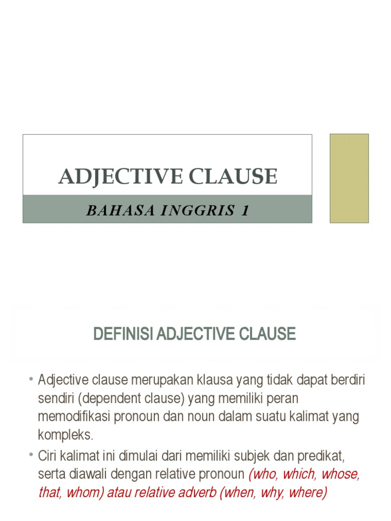 Adjective Clause Pdf