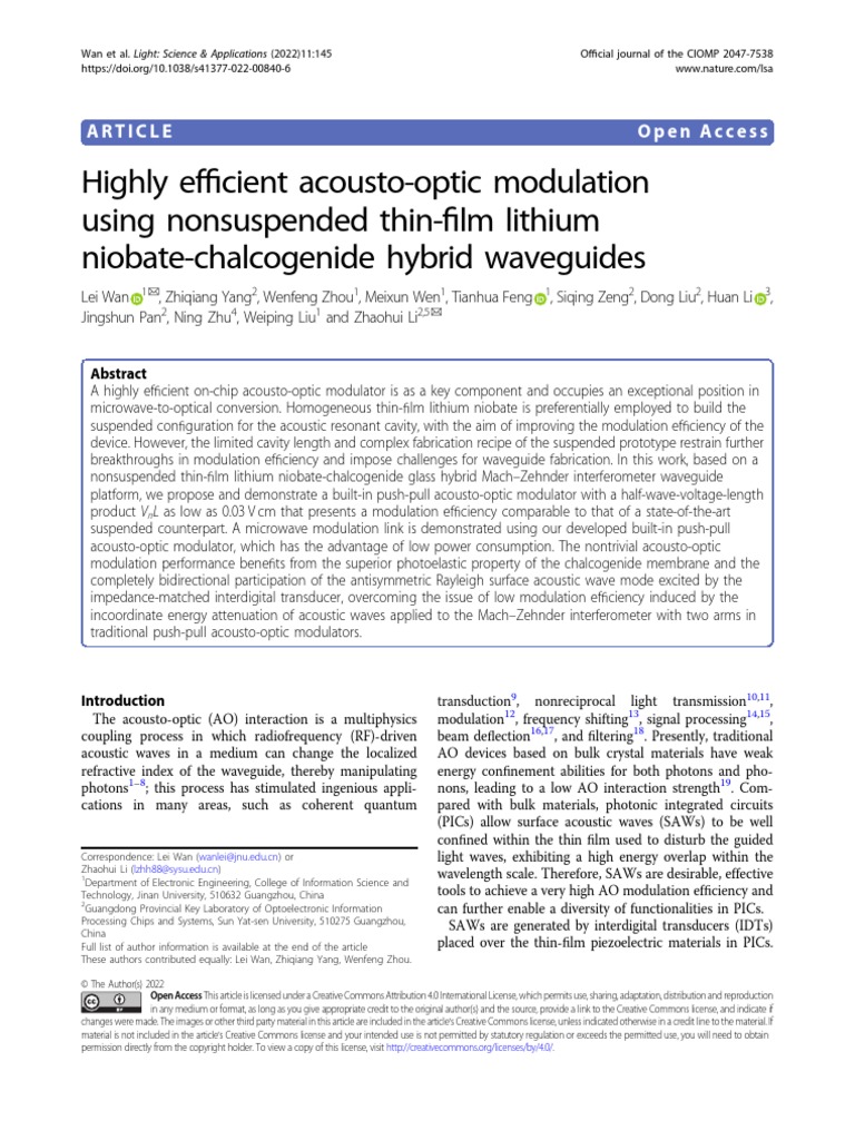 Acousto-Optic Modulation | PDF | Waveguide | Optics