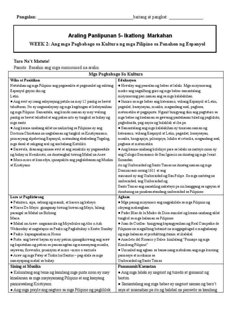 A.P 5 - 3q-Week2 | PDF