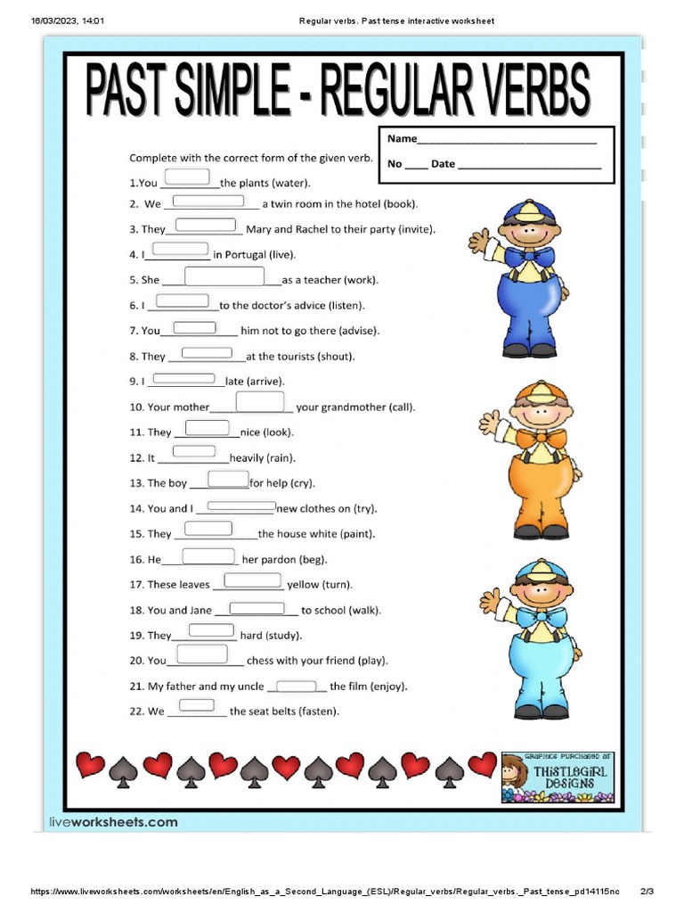Interactive Past Tense Verbs Worksheet | PDF | Language Arts ...