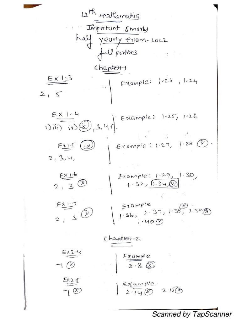 12th Maths Important 5 Marks Full Portions | PDF