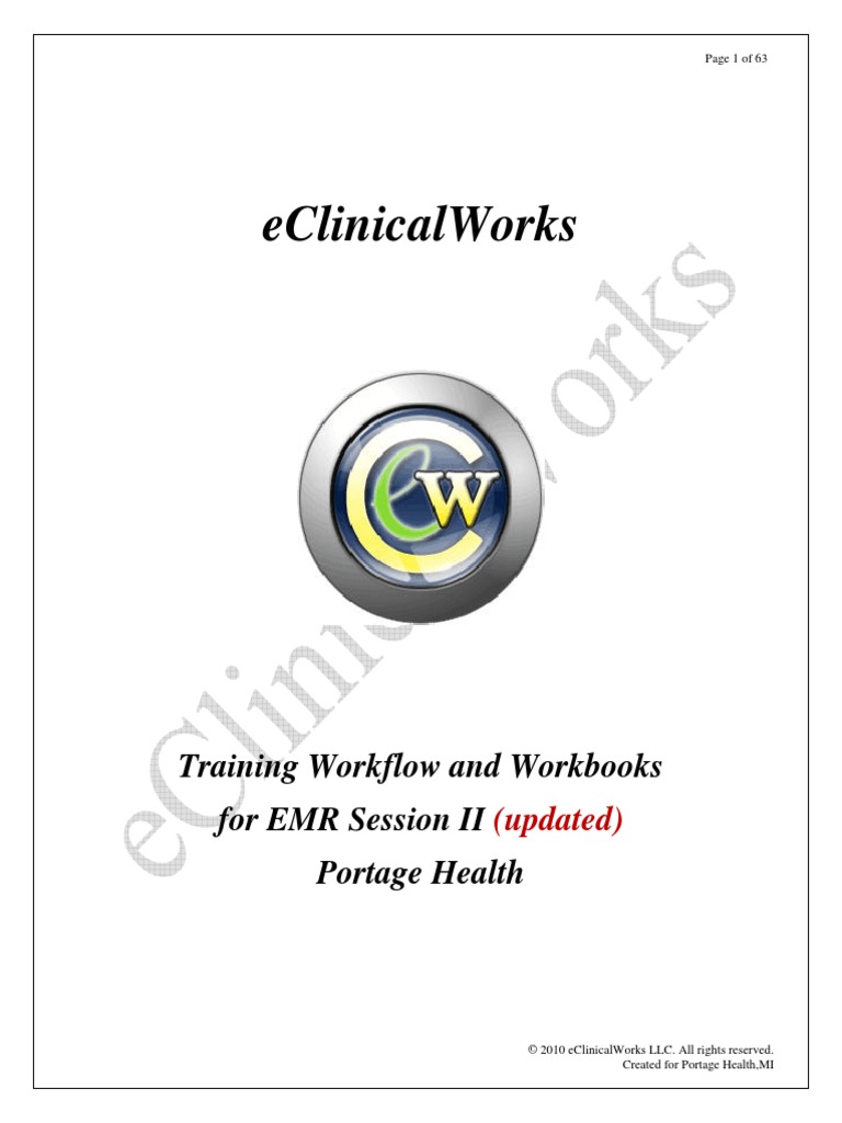 Ecw EMR Workbook II - Updated - Portage Health PDF | PDF | Medical ...