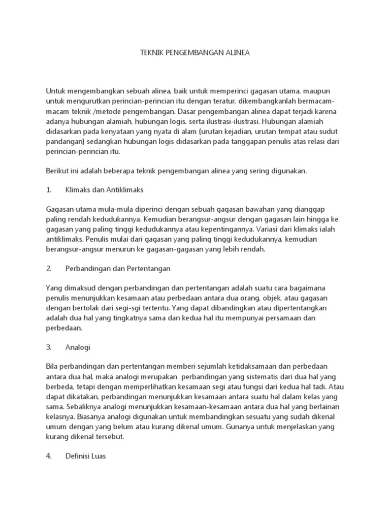 Teknik Pengembangan Alinea | PDF