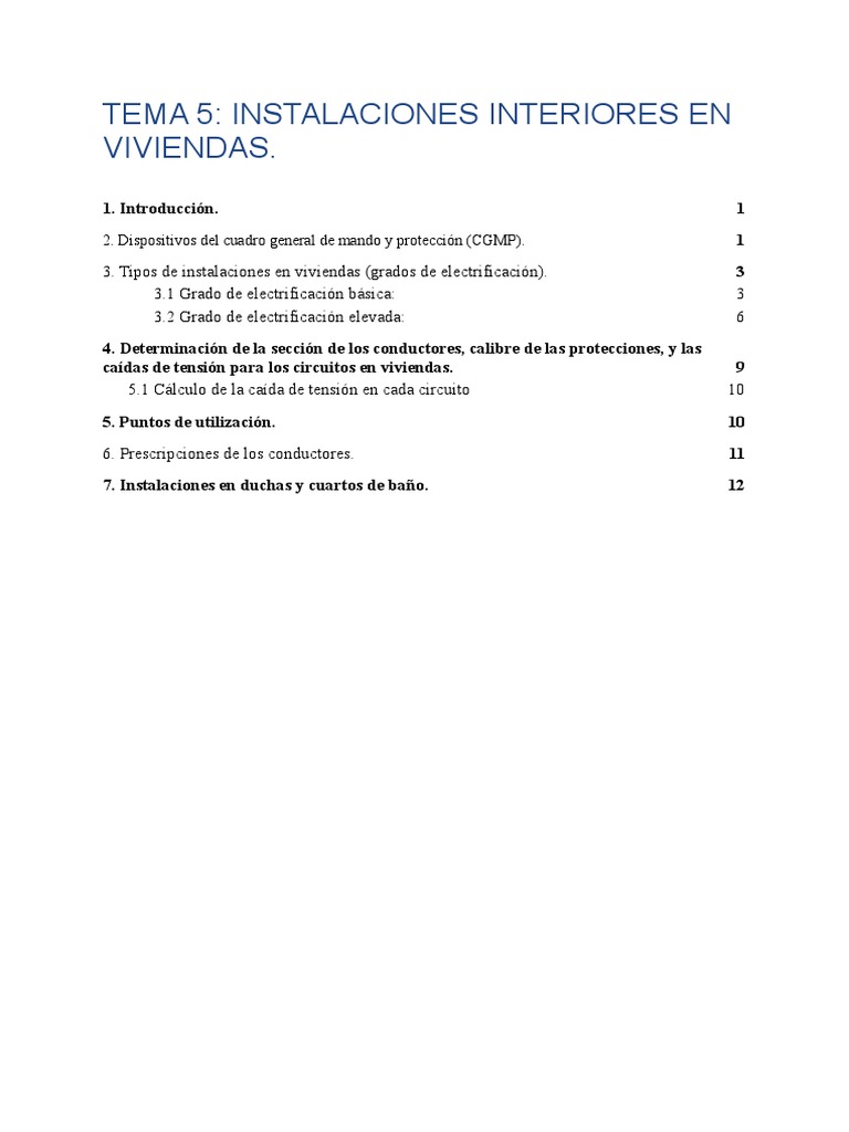 Instalaciones eléctricas interiores en viviendas: circuitos, grados de electrificación y ...