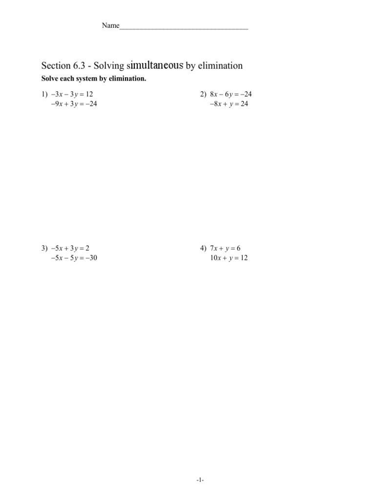 Solving by Elimination PDF | PDF