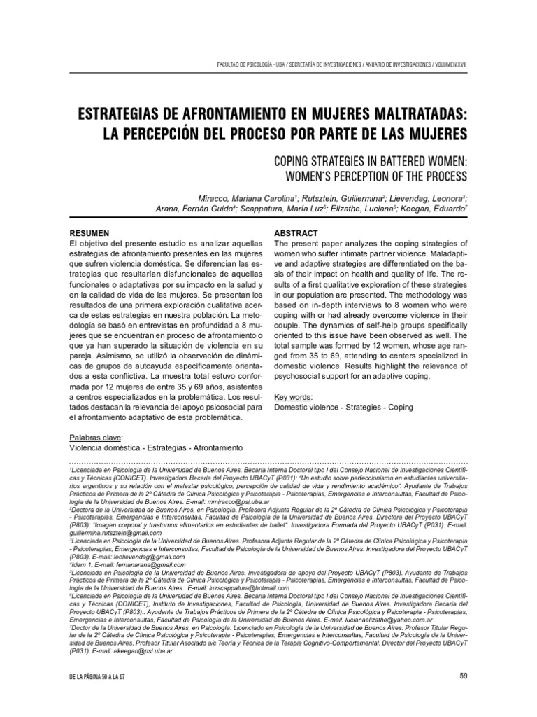 Miracco, Estrategias de Afrontamiento en Mujeres Maltratadas | PDF
