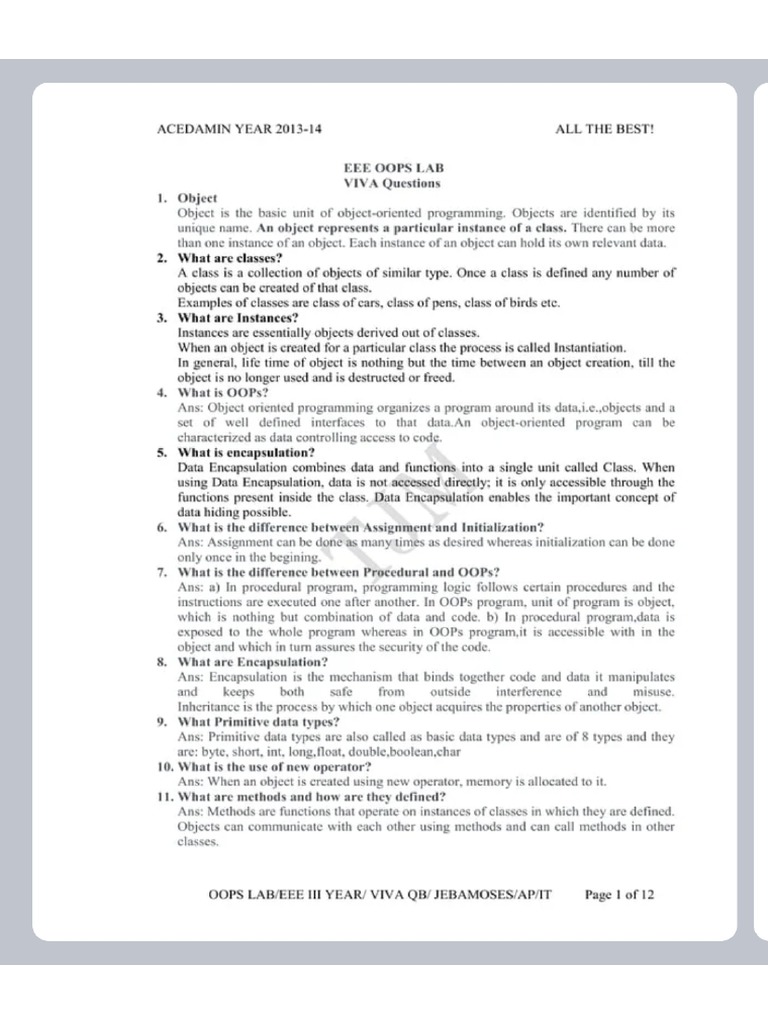 Viva Questions Oops Pdf 