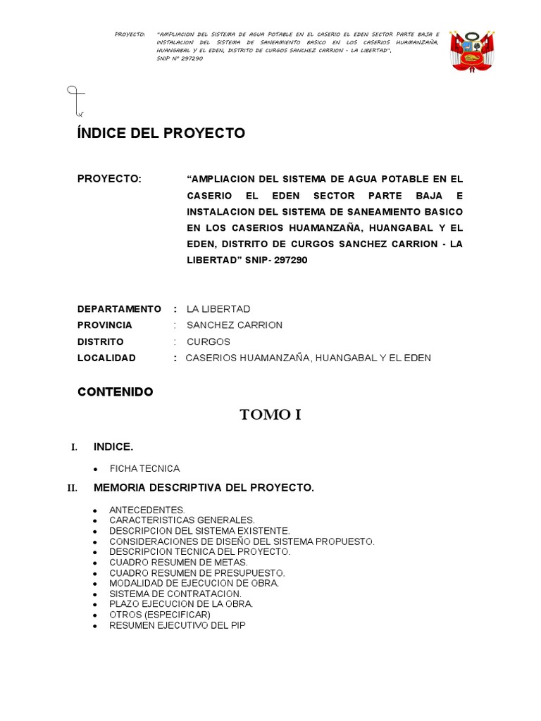 01.índice Del Proyecto General | PDF