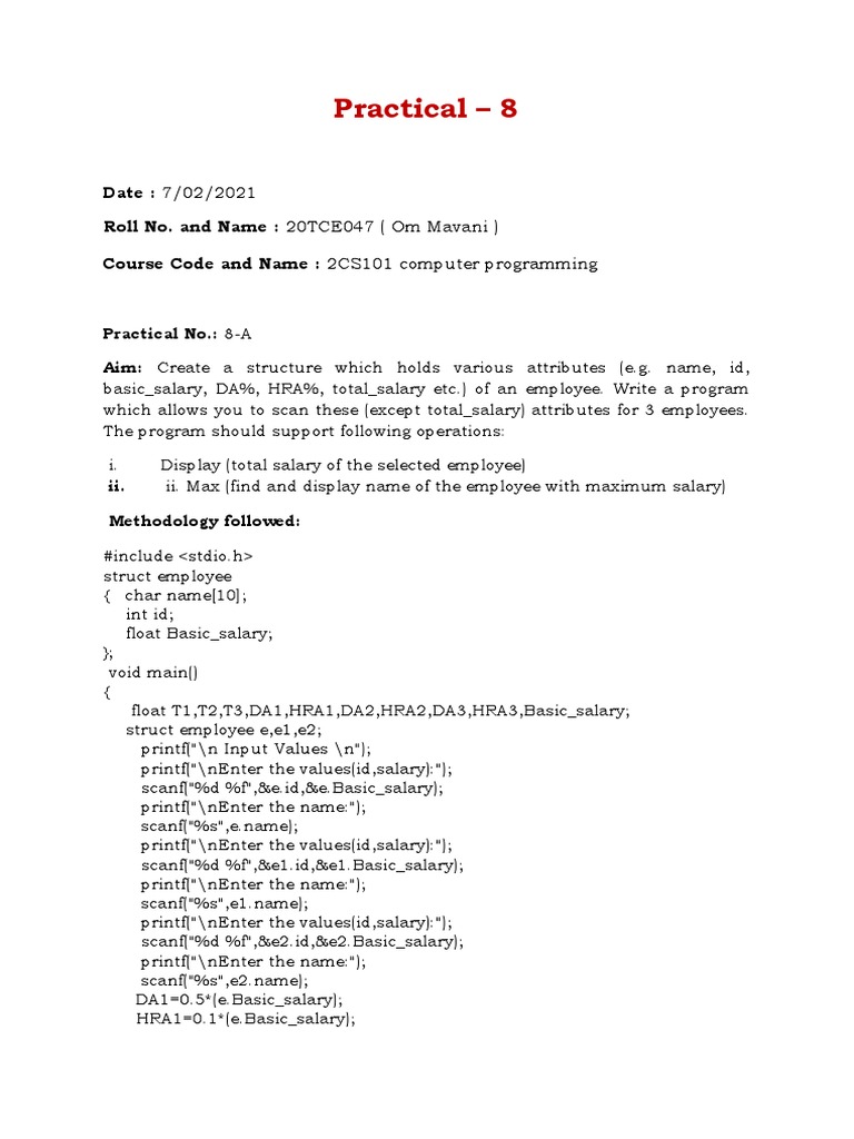 Cp Practical 8 Pdf Computing Computer Programming