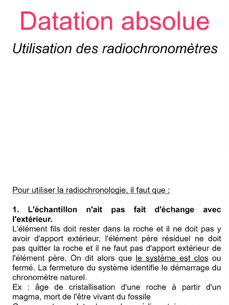 Datation Absolue - SVT en Terminale S PDF | PDF
