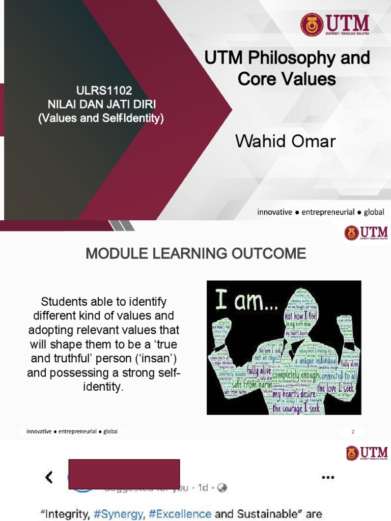 Falsafah Dan Nilai UTM WO - Final (SM011122) Students | PDF | Integrity | Sustainability