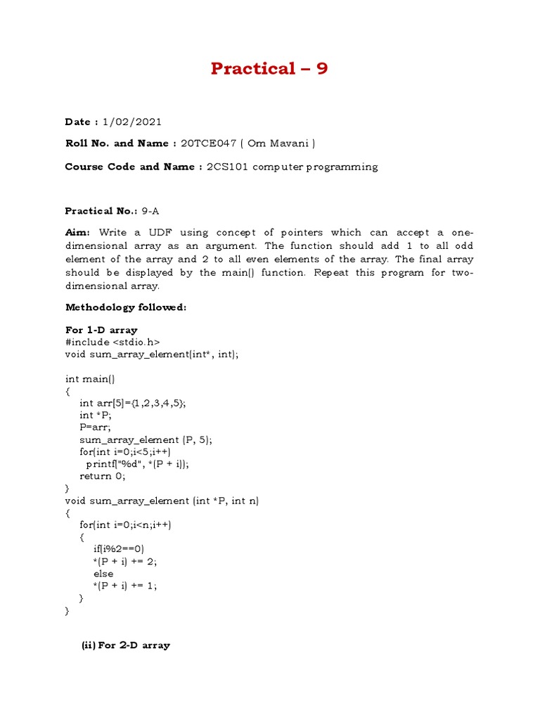 CP Practical 9 | PDF | Pointer (Computer Programming) | String (Computer Science)