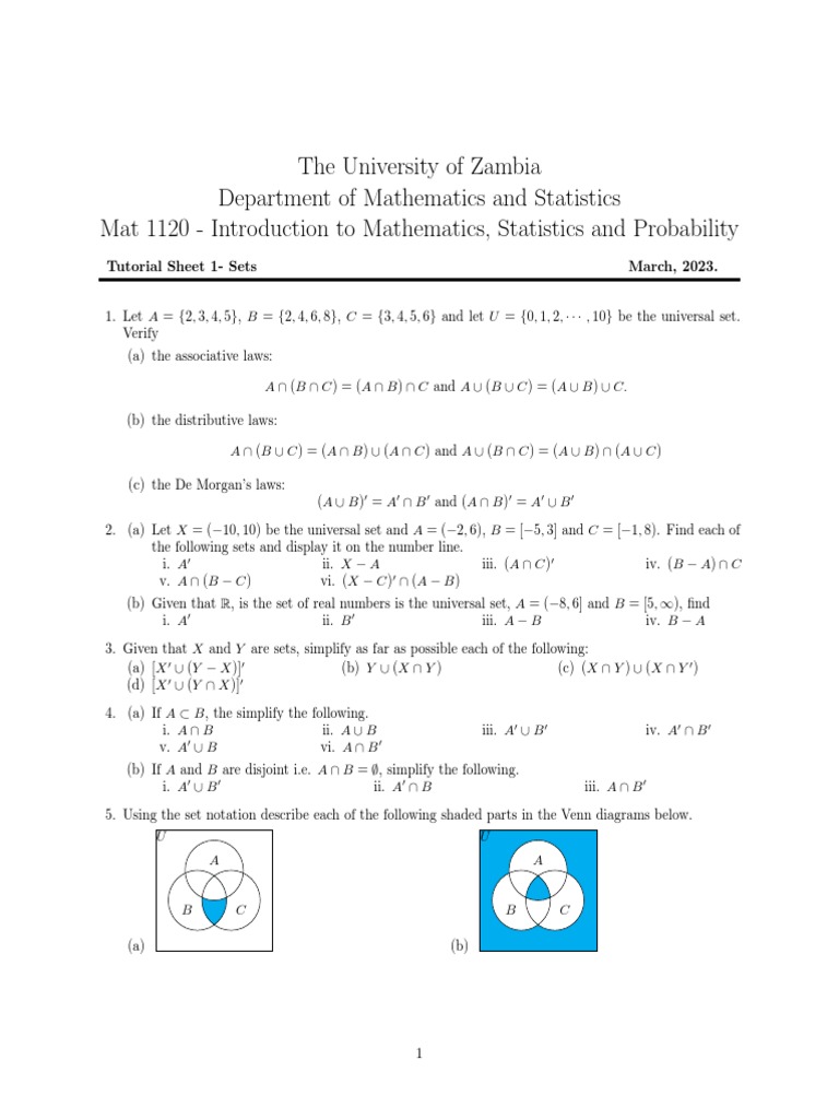 Mat 1120 Tutorial Sheet 1 2022 23 | PDF | Rational Number | Set (Mathematics)