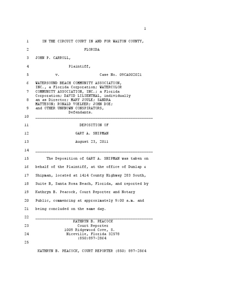 Gary Shipman, Esq. Deposition Dunlap & Shipman | PDF | Lawyer | Surveying