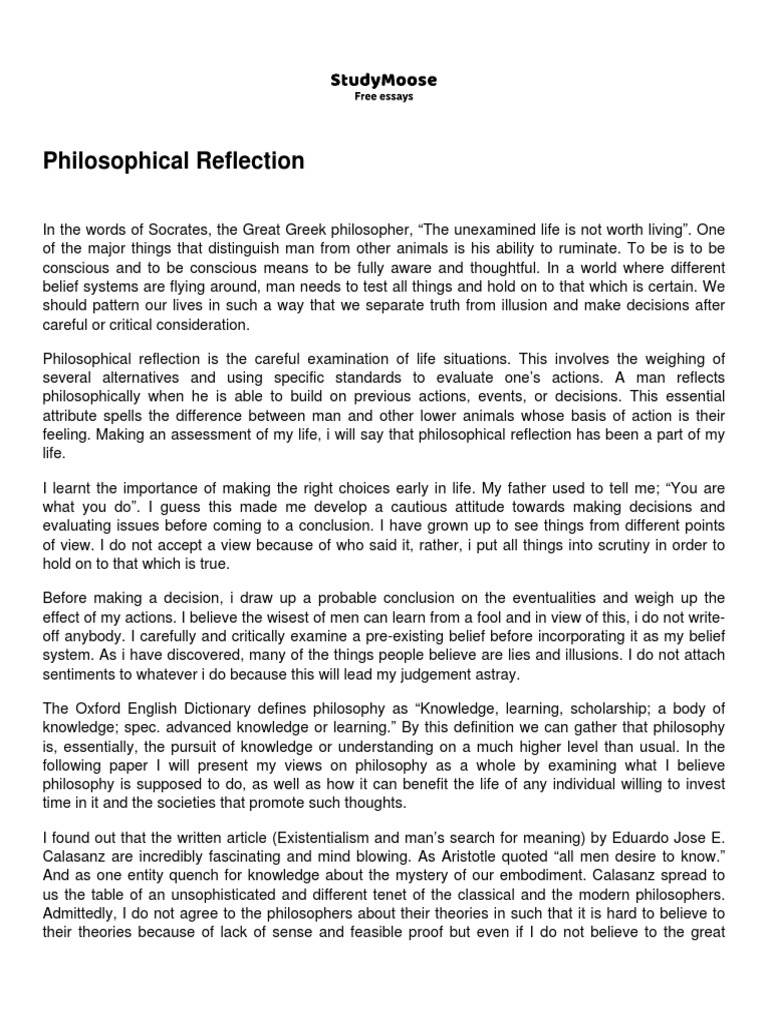 Philosophical Reflection | PDF | Knowledge | Love