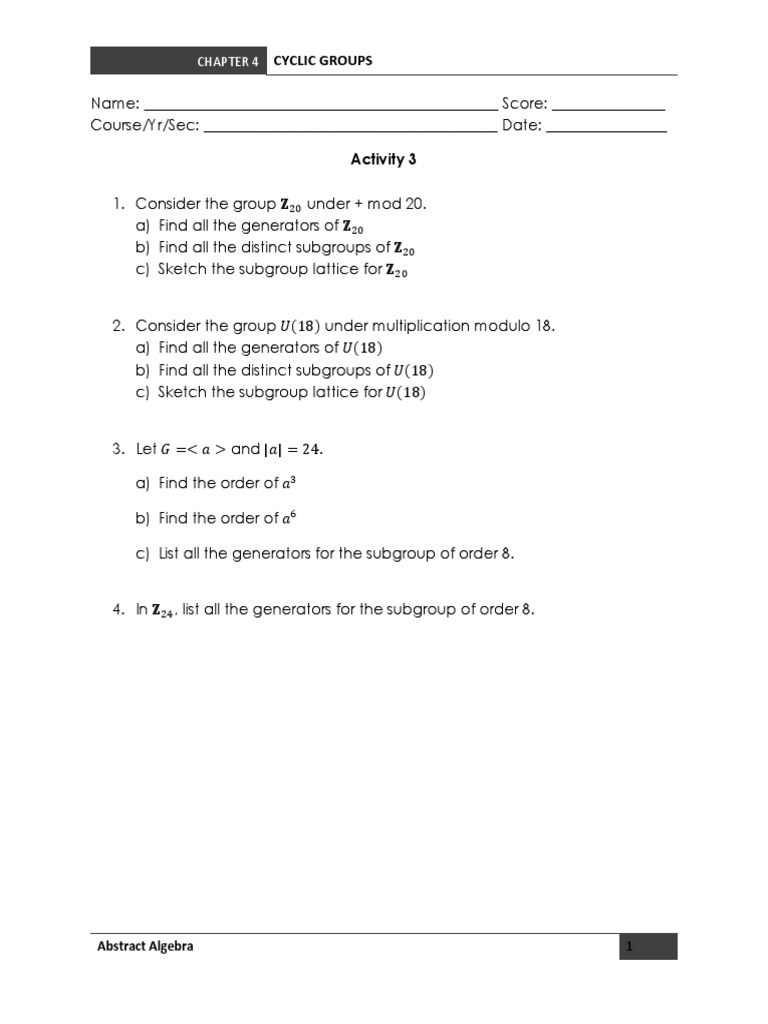 Cyclic Groups: Abstract Algebra | PDF