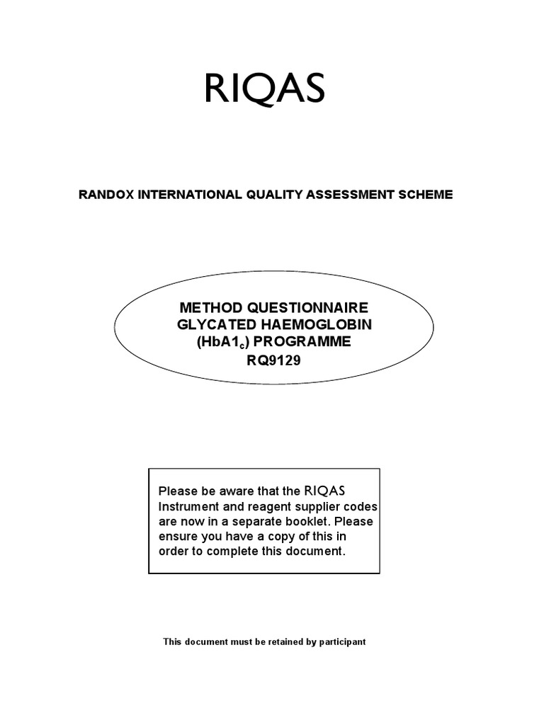RIQAS Registration and Method Guide | PDF | Assay