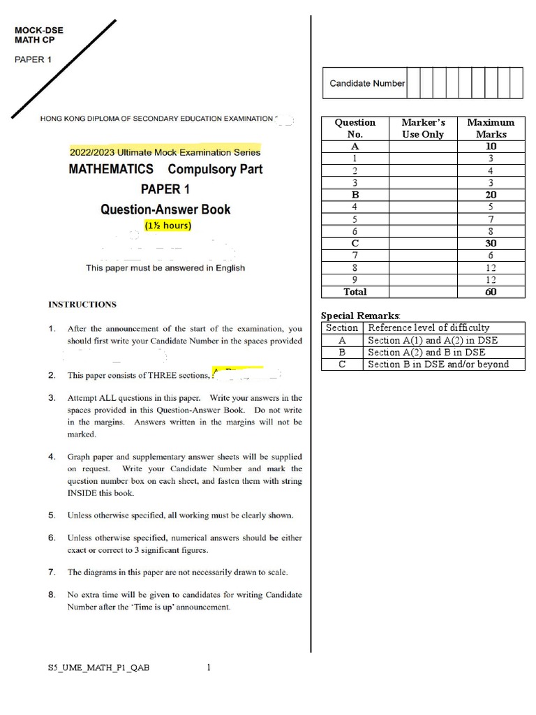 S5 Ume Maco P1 | PDF | Mathematics | Mathematical Concepts