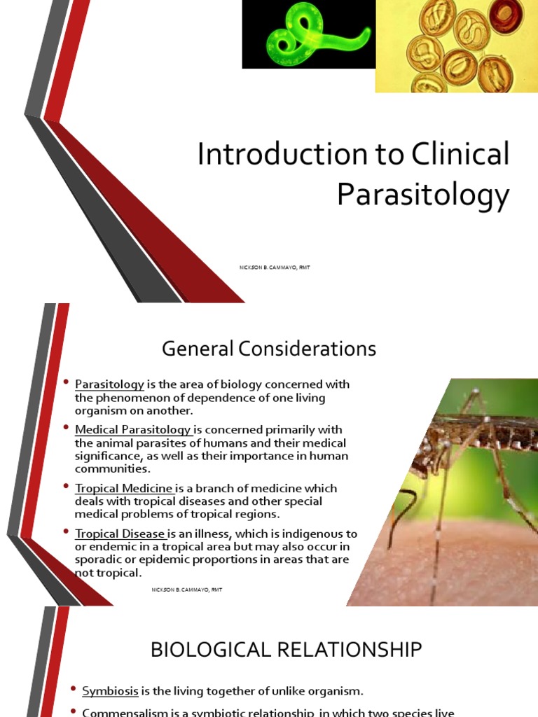 Week 1 Intro To Clinical Parasitology | PDF | Parasitism | Infection
