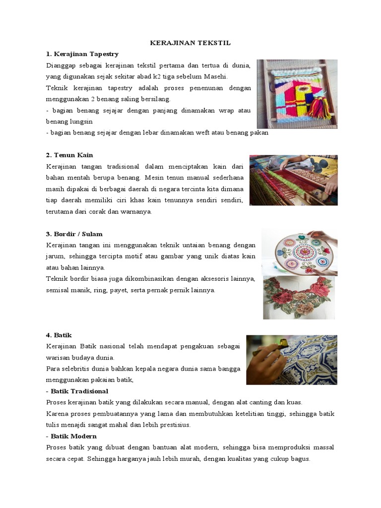Kerajinan Tekstil | PDF | Seni