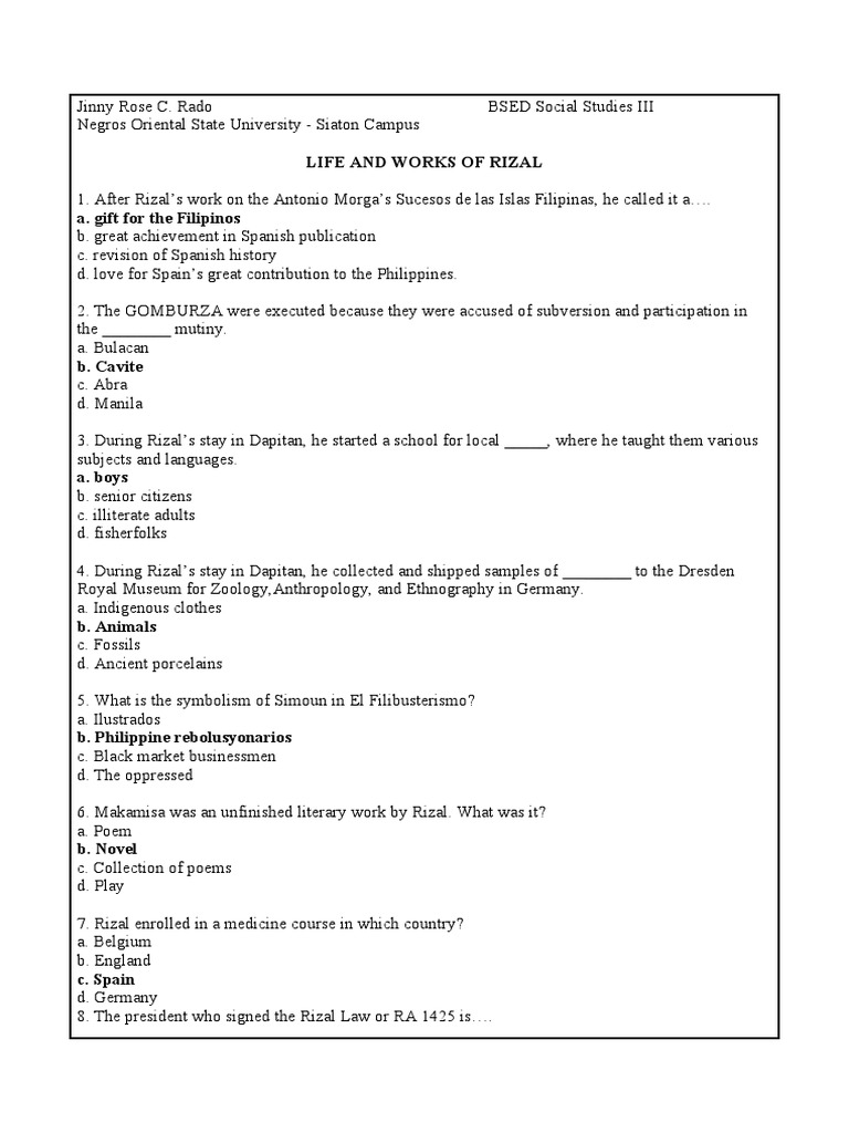 Life and Works of Rizal | PDF | Philippines