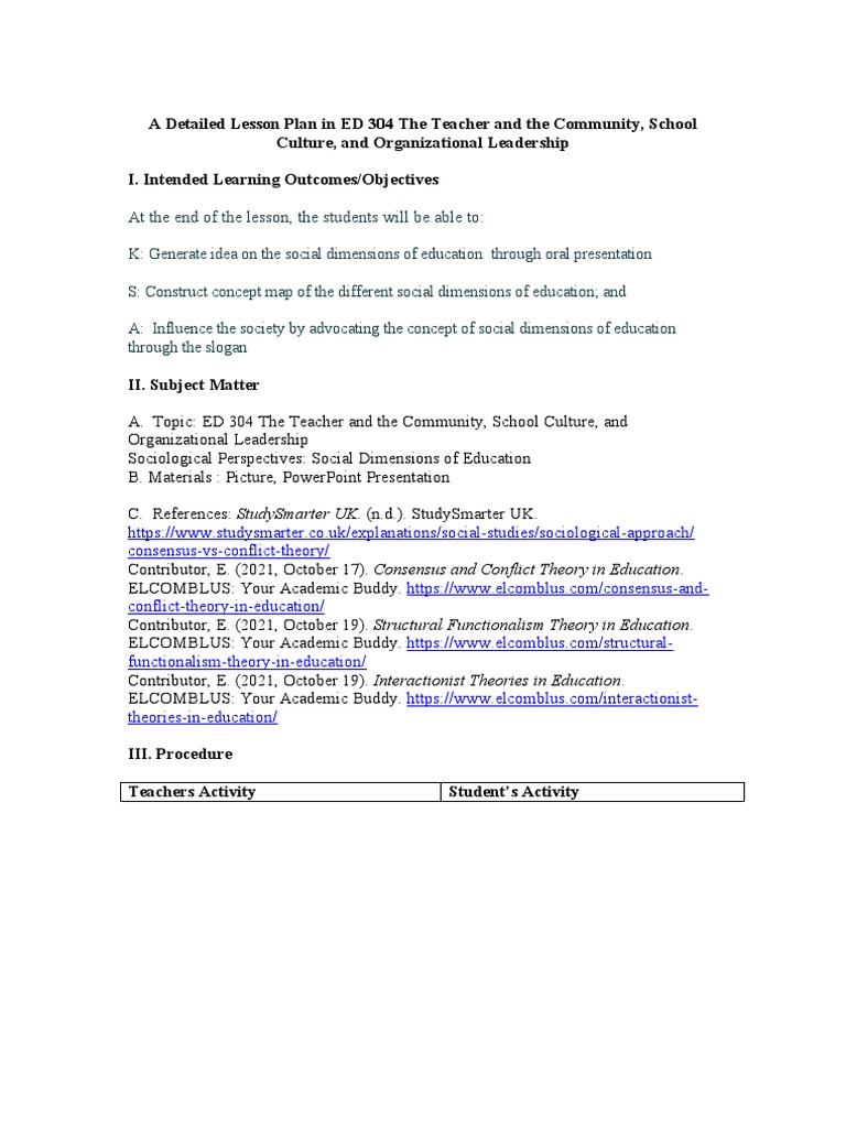 ED 304 F Lesson Plan Rado | PDF | Sociology | Émile Durkheim