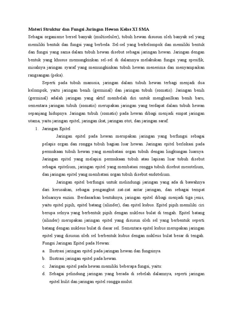 Struktur dan Fungsi Jaringan Hewan Kelas XI | PDF | Sains & Matematika