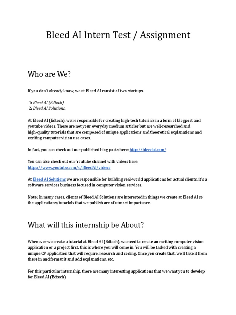 Bleed AI Intern Test - Assignment PDF | PDF | Kernel (Operating System ...