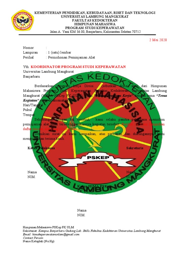 Template Surat Peminjaman Alat | PDF | Teknologi & Rekayasa