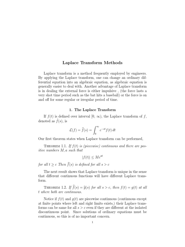 Laplacetrans | PDF | Laplace Transform | Equations