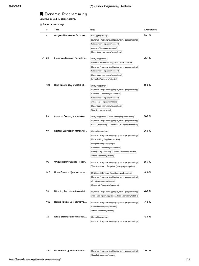 Dynamic Programming - LeetCode | PDF | Dynamic Programming ... Dynamic Programming - LeetCode | PDF | Dynamic Programming ...