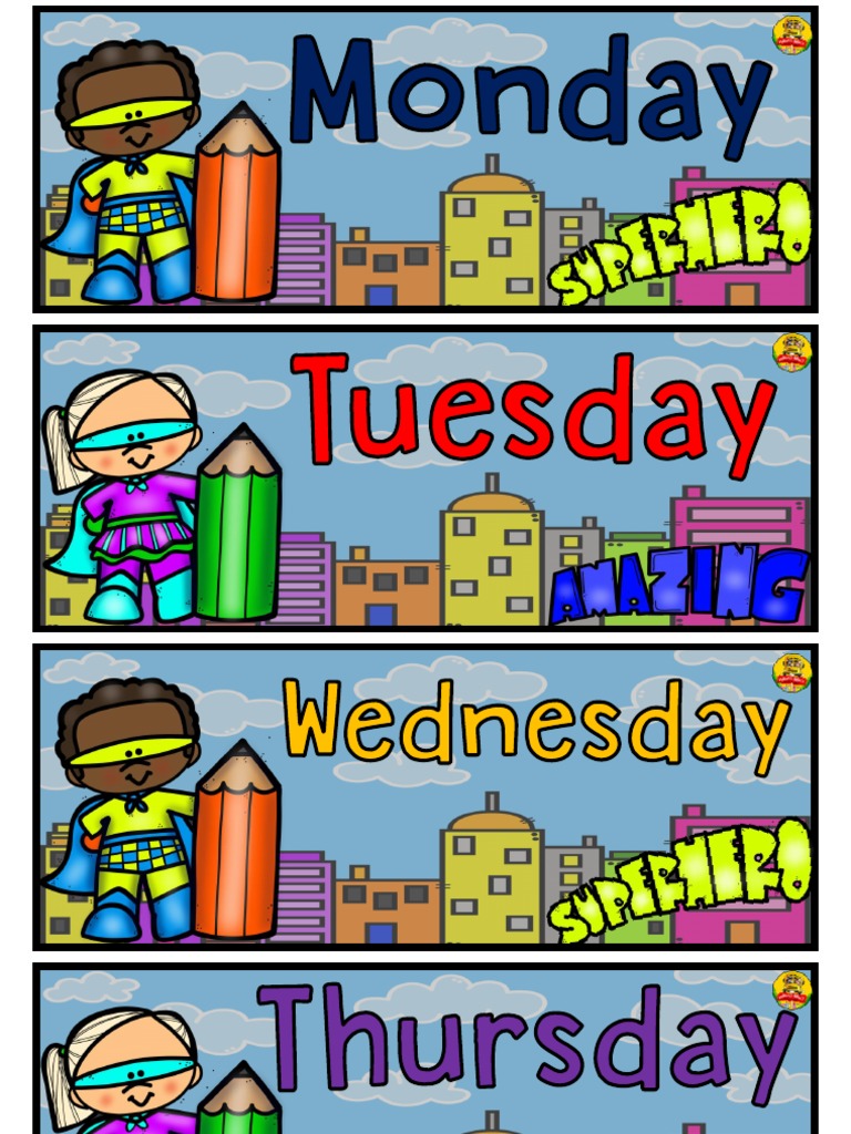 Superhero. Days of The Week | PDF