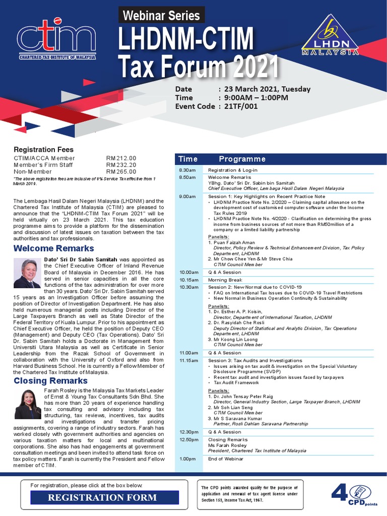 LHDNM-CTIM Tax Forum 2021 | PDF | Taxes | Accounting