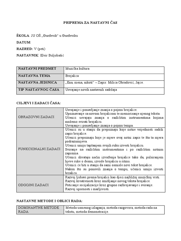 Ena, Mena, Nikoti - Brojalica - Priprema Za Čas - Elvir Buljubašić | PDF